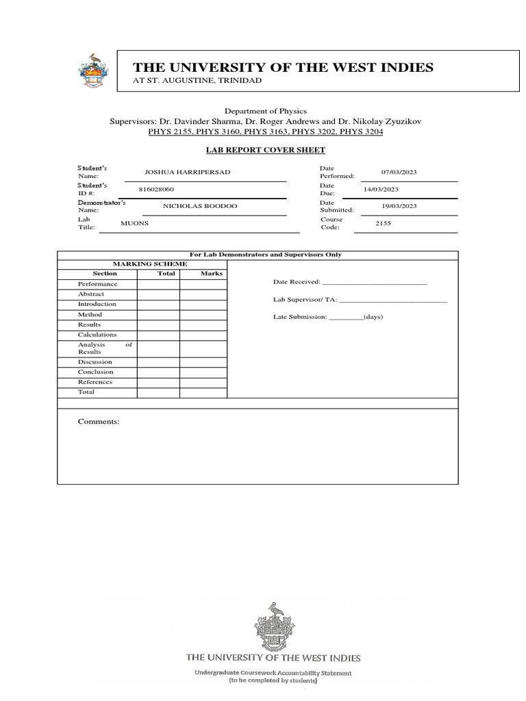 UWI Physics Lab Determines Muon Lifetime | PDF | Neutrino | Radioactive ...