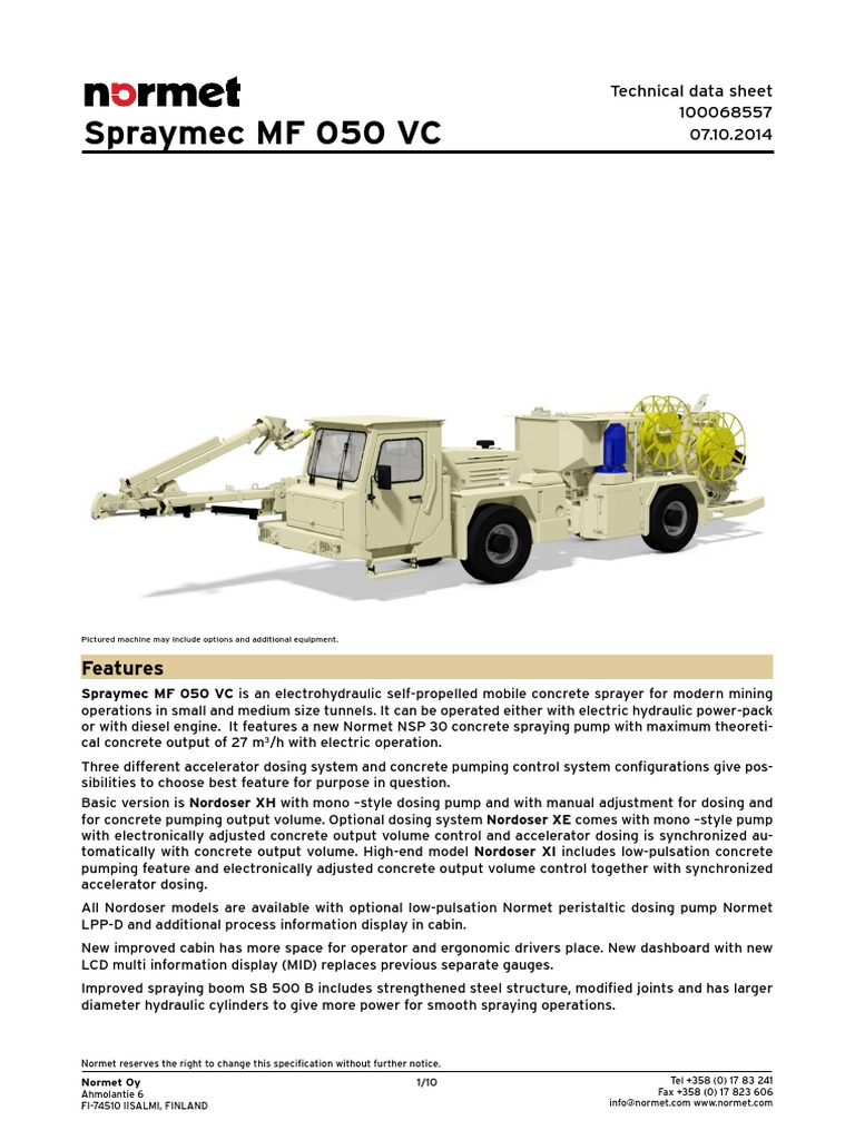 Spraymec MF 050 VC 100068557 PDF | PDF | Pump | Truck