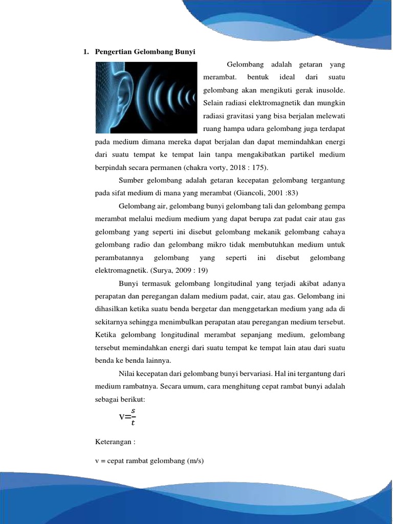 Pengertian Gelombang Bunyi | PDF