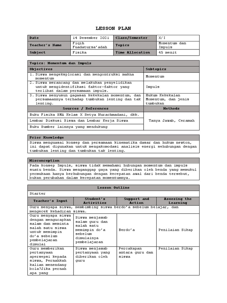 Lesson Plan | PDF | Karier & Perkembangan