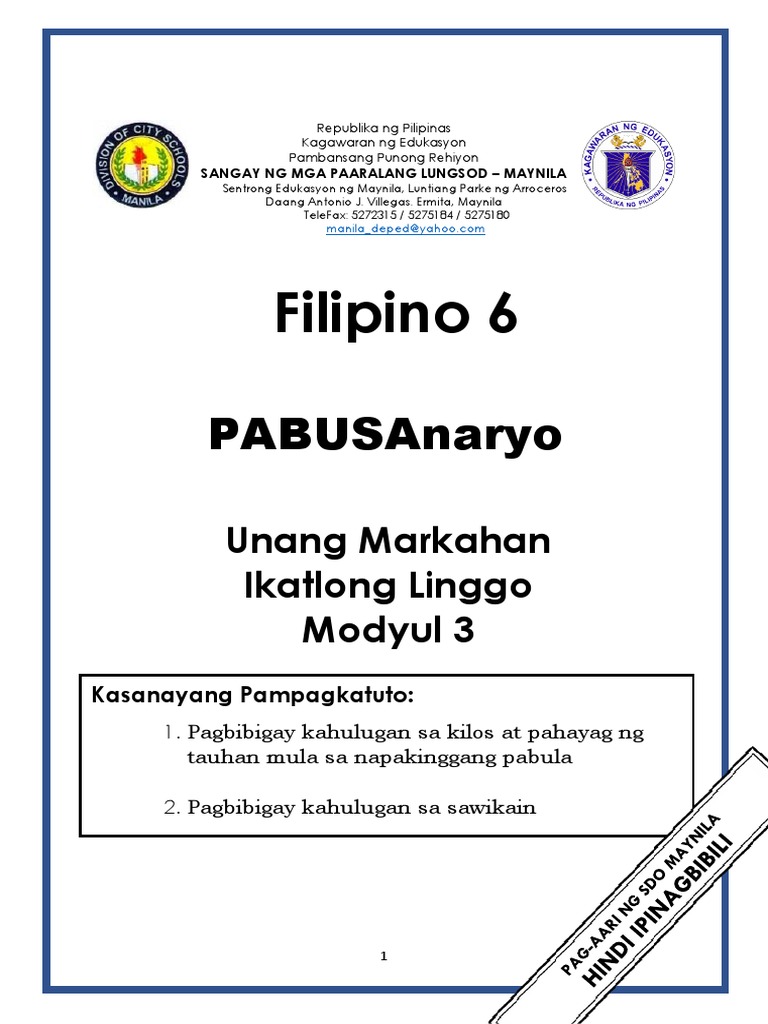 FILIPINO 6 - Q1 - Mod3 | PDF
