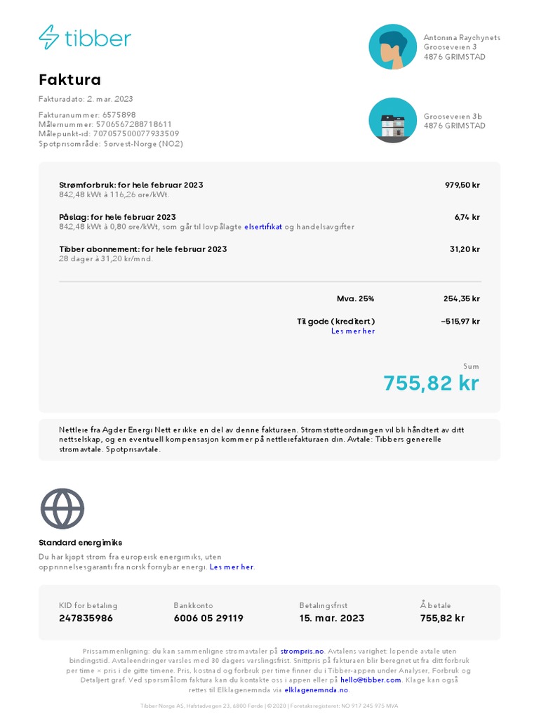 Tibber Invoice 6575898 PDF | PDF