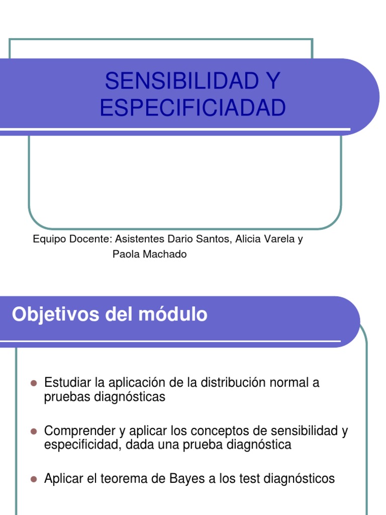 Sensibilidad y Especificidad en Diagnósticos | PDF | Sensibilidad y ...