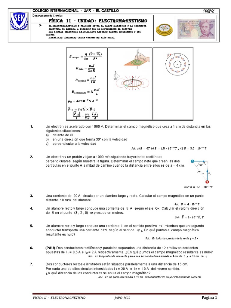 Ejercicios Campo Magnético Creado Por Cargas Hilos Espiras y Solenoides. Fuerza Entre Elementos ...