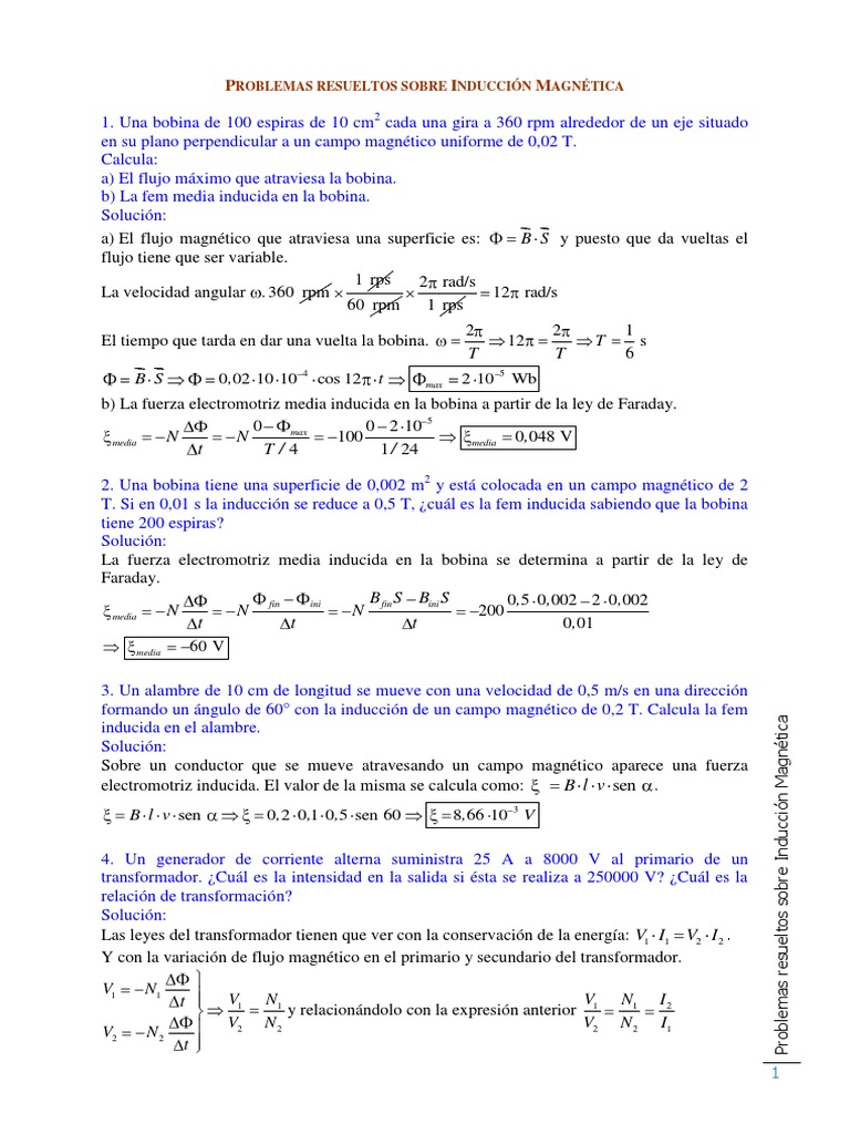 Problemas Resueltos de Inducción Magnética PDF | PDF | Inducción ...