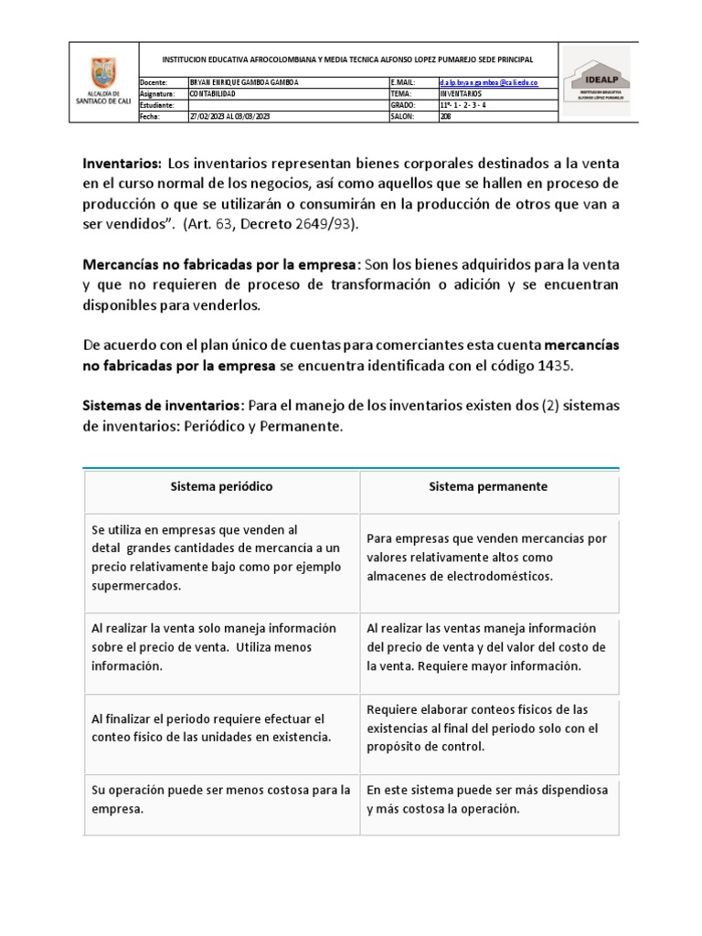 INVENTARIOS 2023 (1) | PDF | Inventario | Contabilidad
