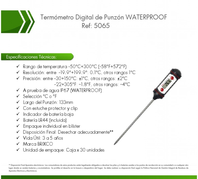 Termómetro Digital de Punzón IP67 | PDF