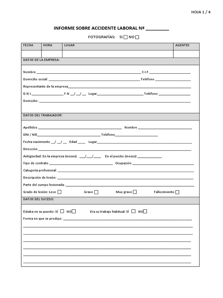 Parte Accidente Trabajo | PDF
