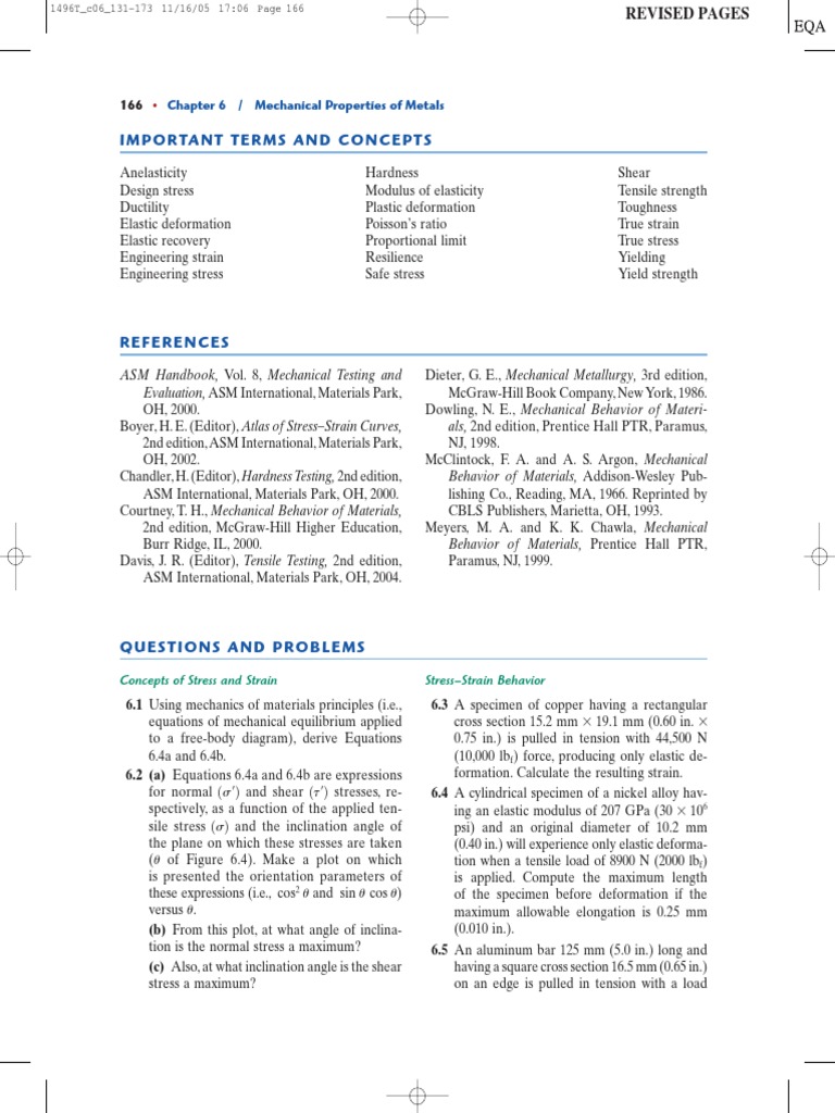 Sheet 4 Mechanical Properties PDF | PDF | Deformation (Engineering) | Strength Of Materials