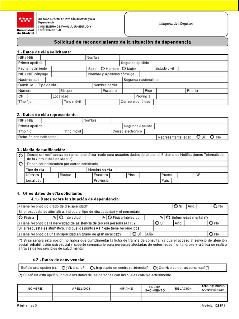 Solicitud de Reconocimiento de La Situación de Dependencia | PDF | Privacidad de la información ...