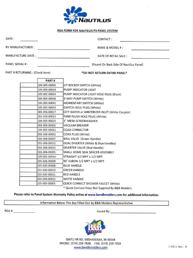 Nautilus P3 Parts List | PDF