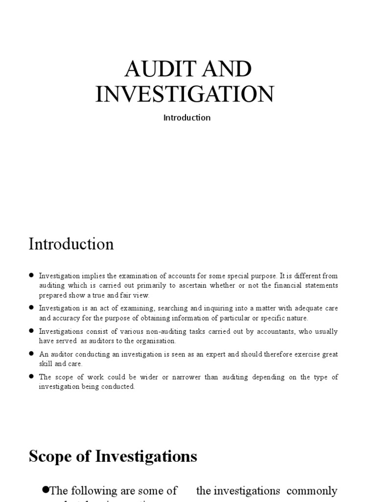 Audit And Investigation Unit One Pdf Audit Business Economics