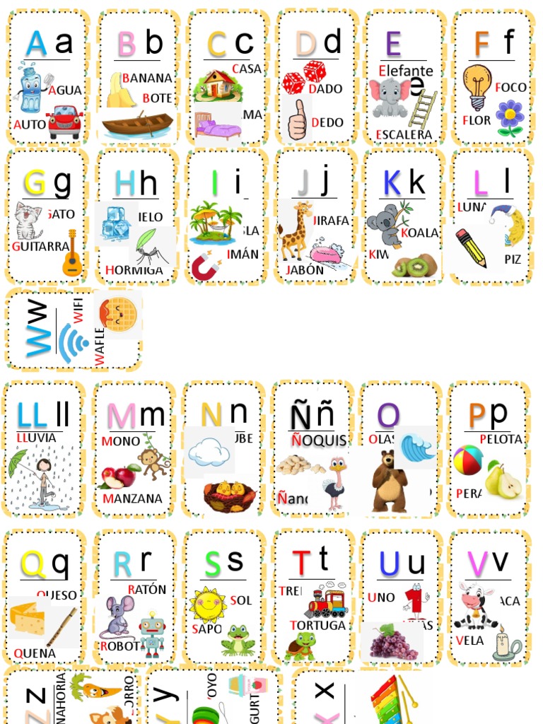 Abecedario en Tarjetas Ilustradas | PDF