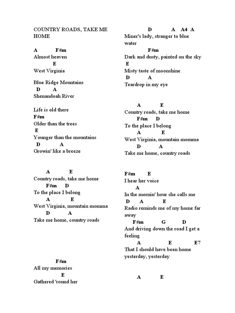 Country Road Take Me Home | PDF