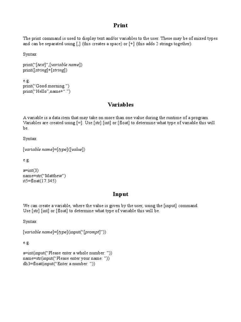 Python Commands | Download Free PDF | Variable (Computer Science) | String (Computer Science)