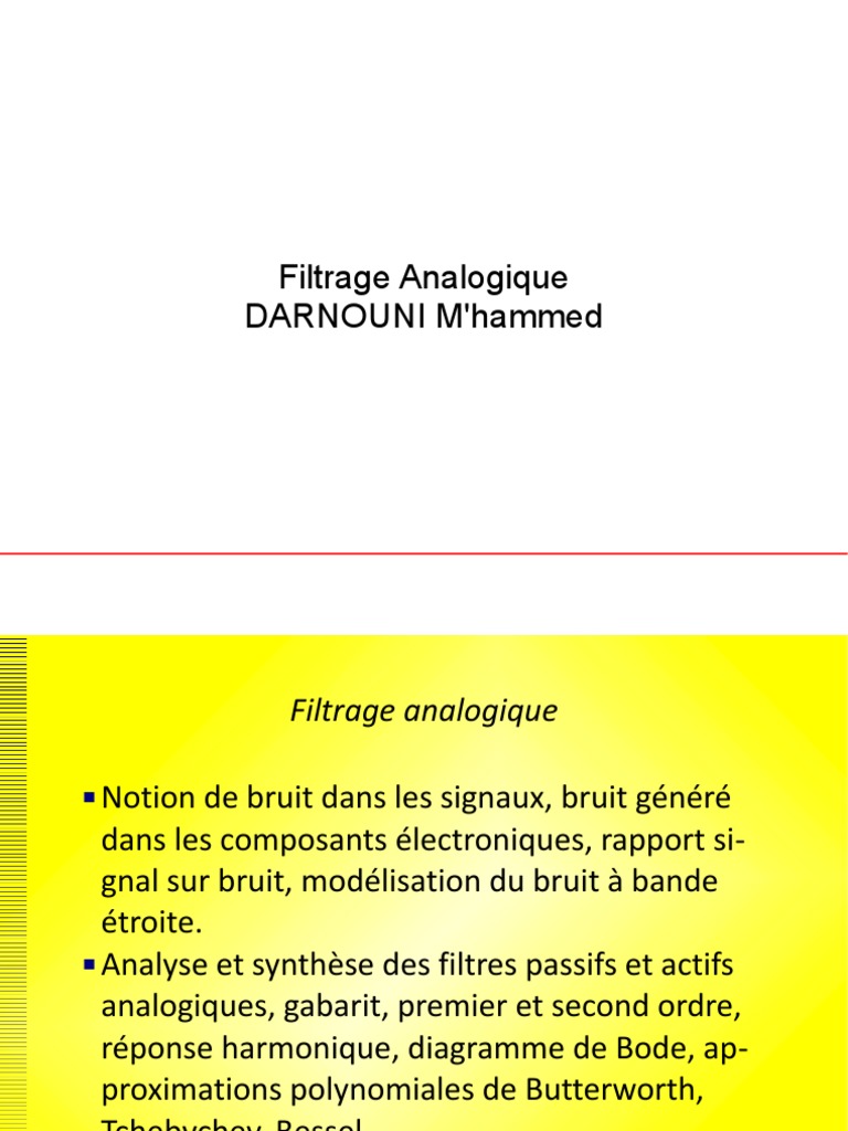 Introduction au Filtrage Analogique | PDF | Filtre (électronique ...