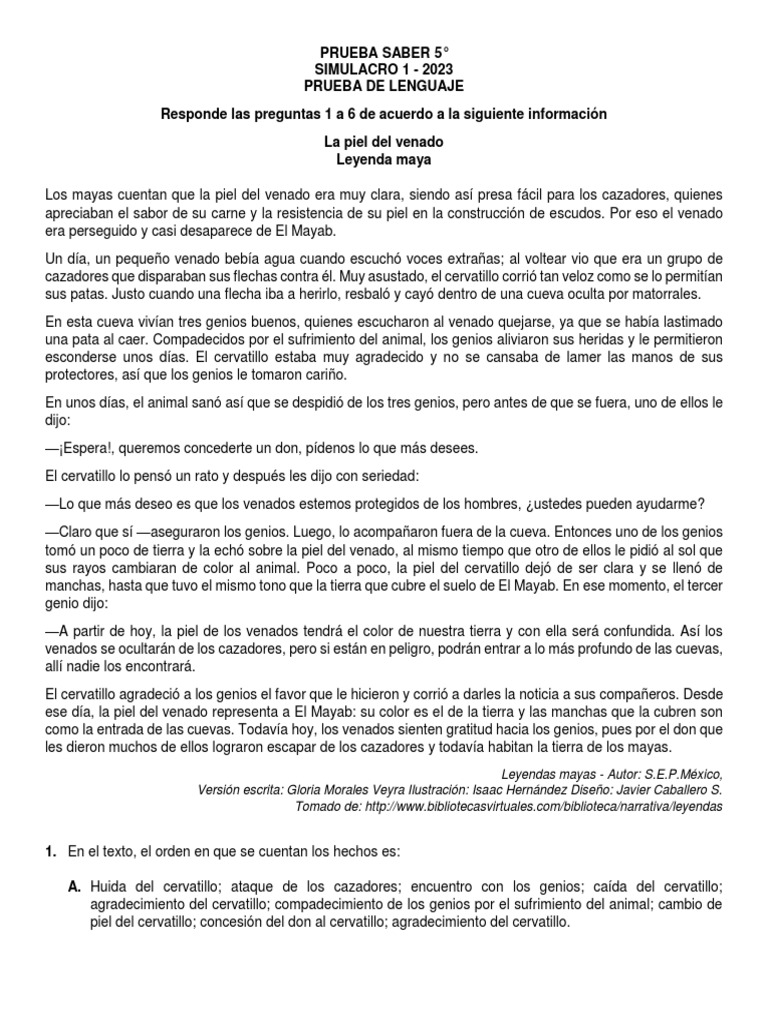 Prueba Saber 5° Simulacro 1 2023 | PDF | Globo (Aeronáutica) | Suelo
