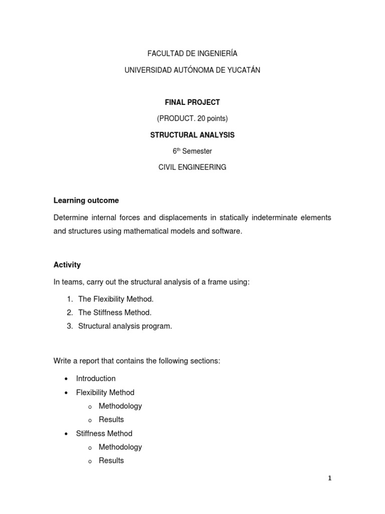 2023 1 Final Project Structural Analysis | PDF | Structural Analysis | Equations