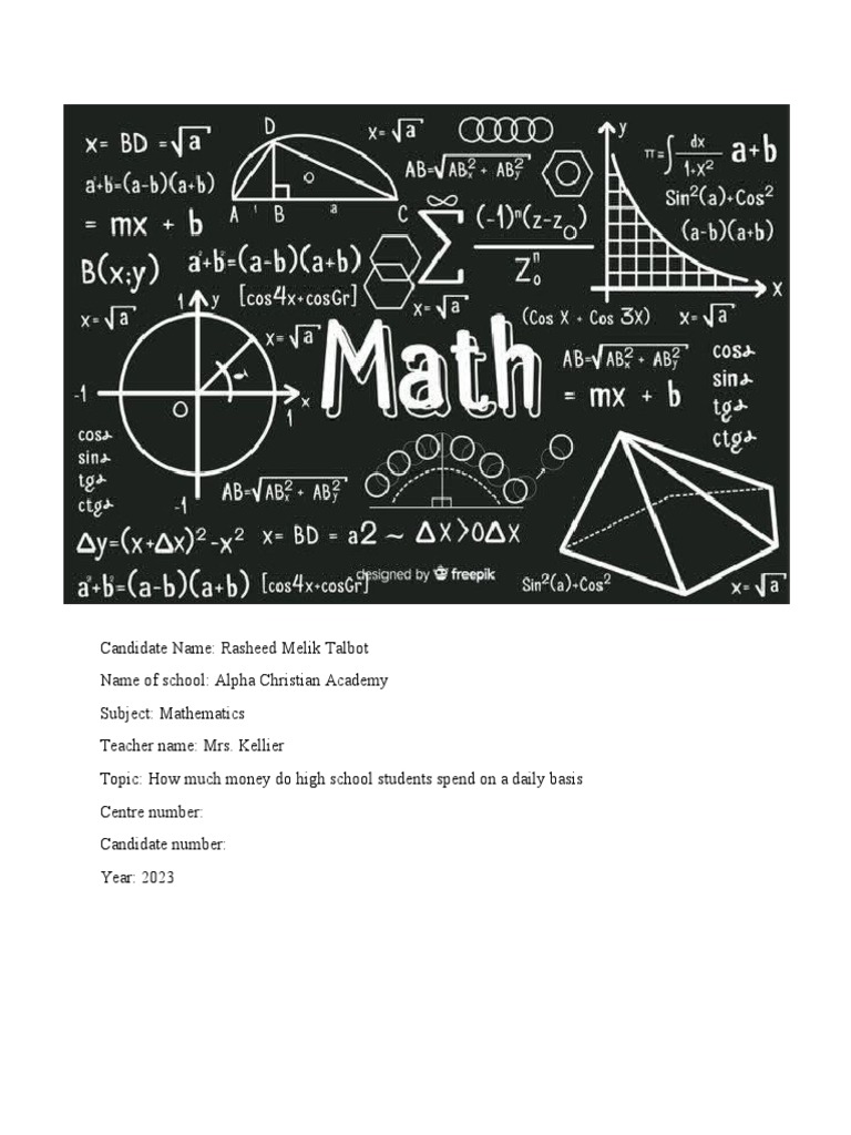 Rasheed Talbot Mathematics SBA | PDF | Questionnaire