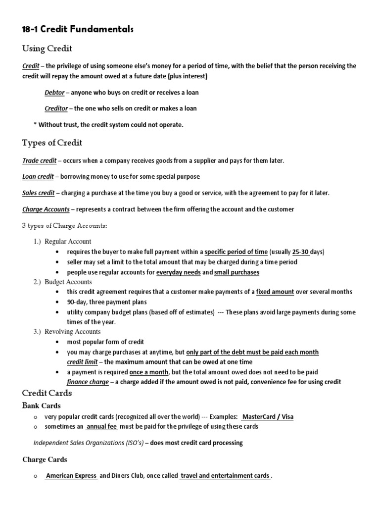 Chapter 18 Study Guide | PDF | Finance & Money Management | Credit