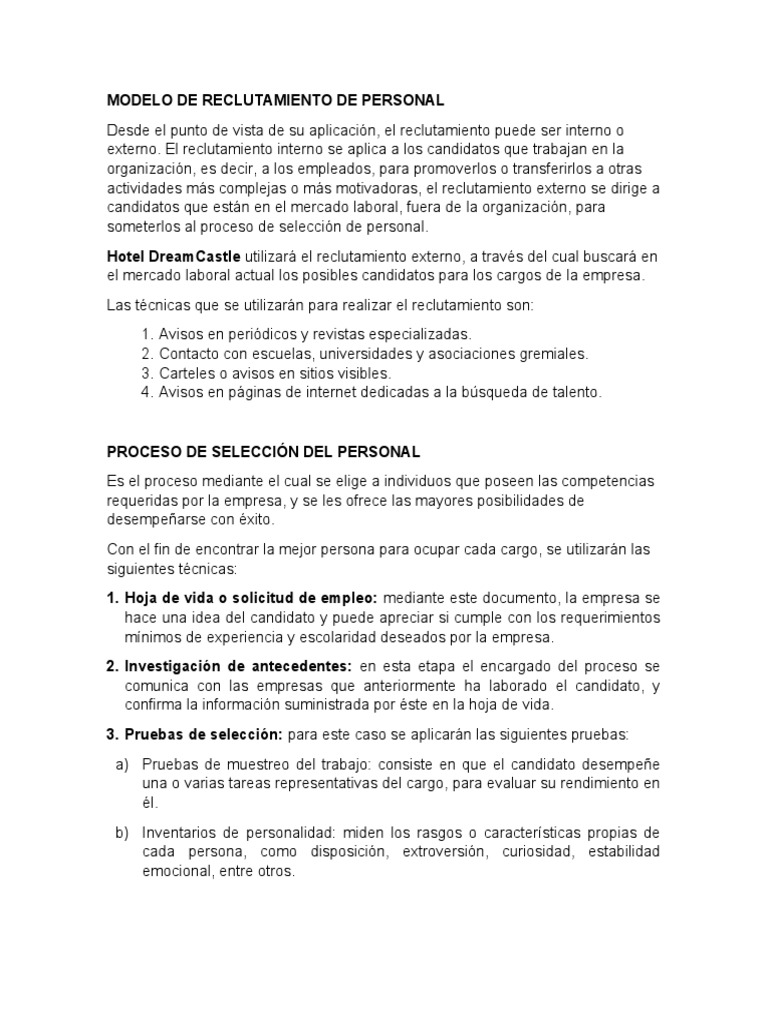 Modelo de Reclutamiento de Personal | PDF | Reclutamiento | Gestión de recursos humanos