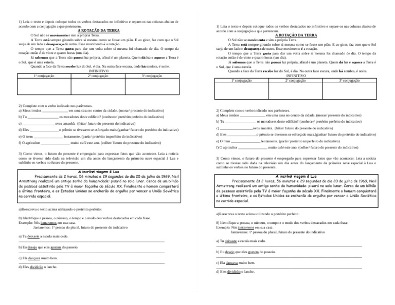 Ex - Verbos Indicativo - Docx - Documentos Google | Download grátis PDF | Terra