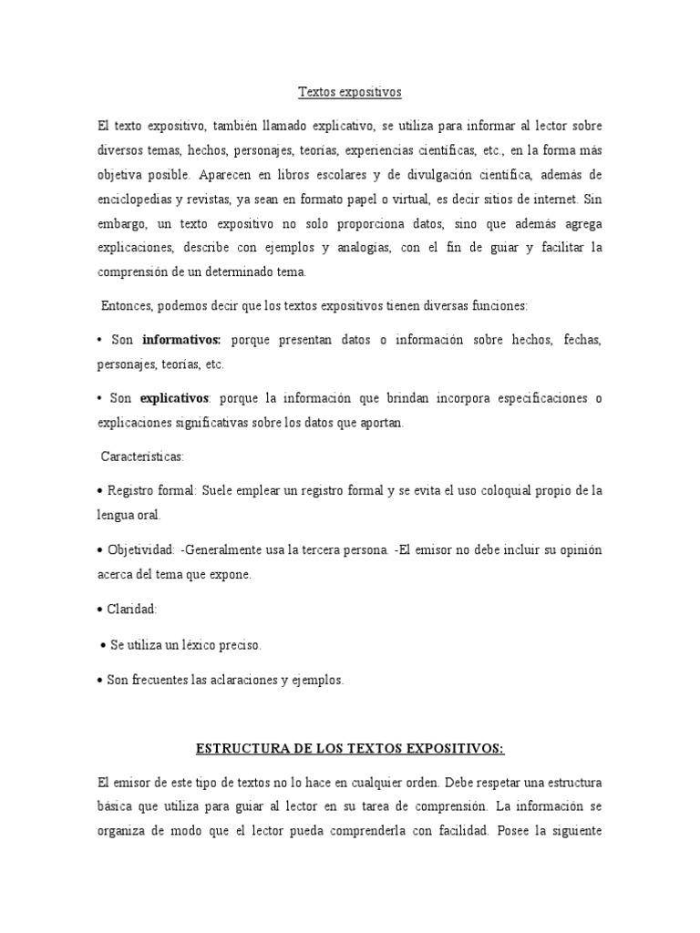 Textos Expositivos | PDF