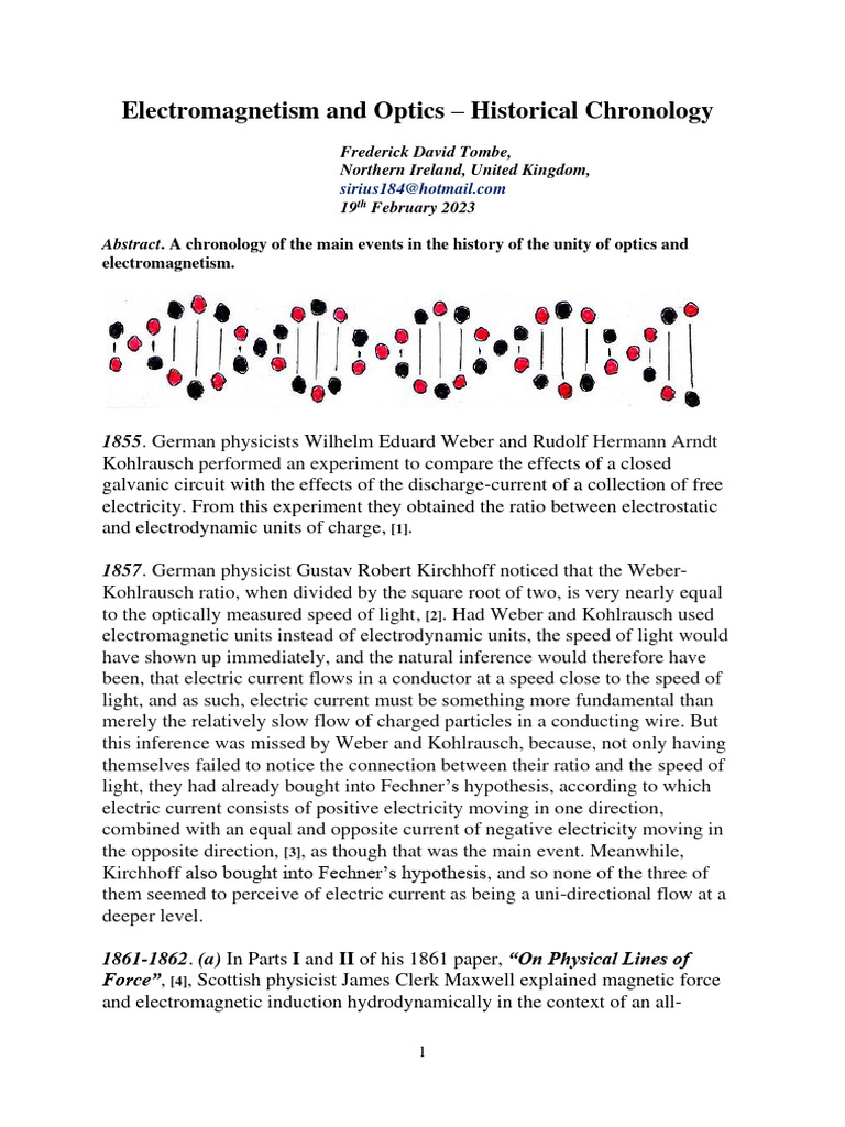 Electromagnetism and Optics Timeline | PDF | Luminiferous Aether ...