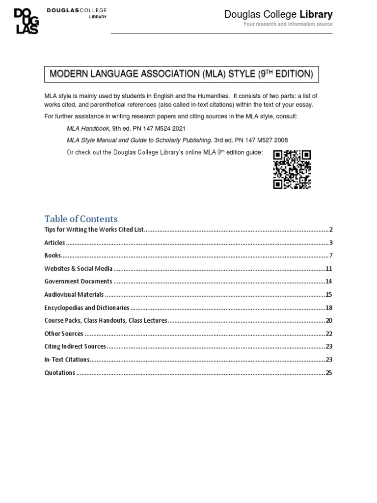MLA 9th Edition | PDF