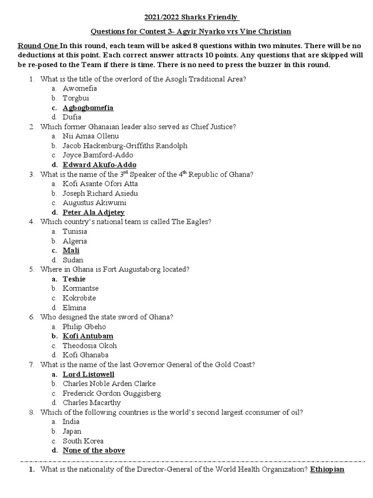 Sharks Quiz Questions and Answers | PDF | Ghana