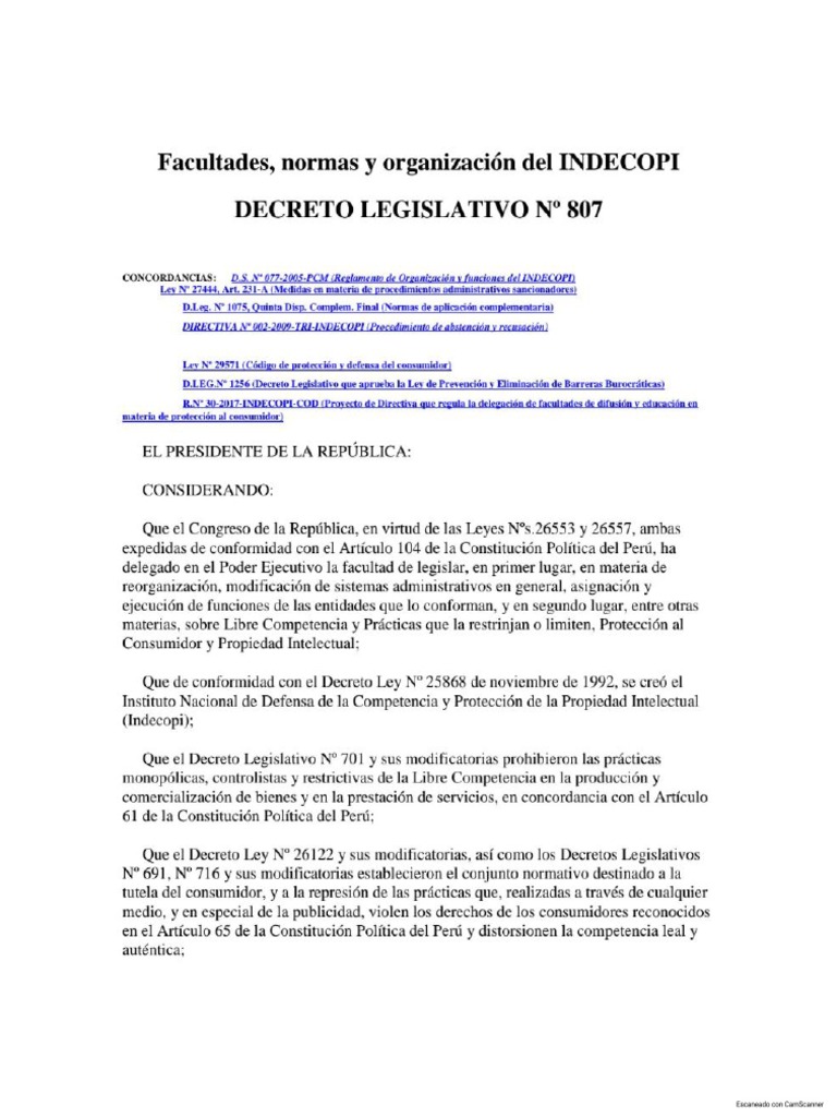 Decreto Legislativo 807 | PDF