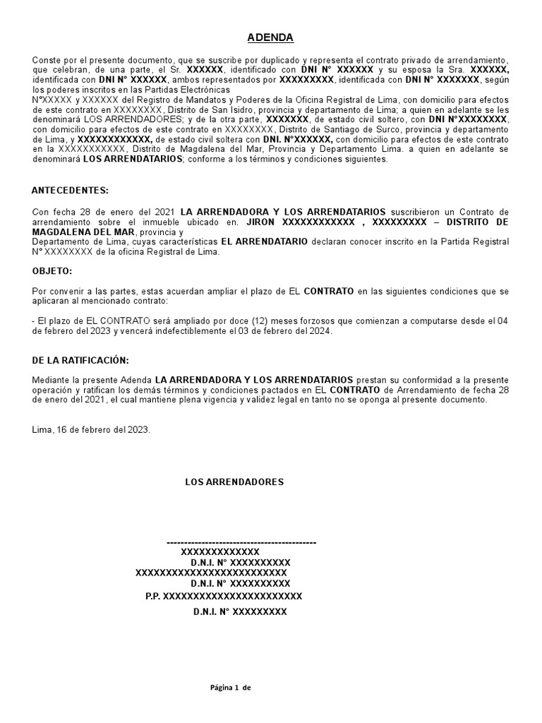 Modelo de Adenda | PDF | Control de acceso | Gobierno y personalidad