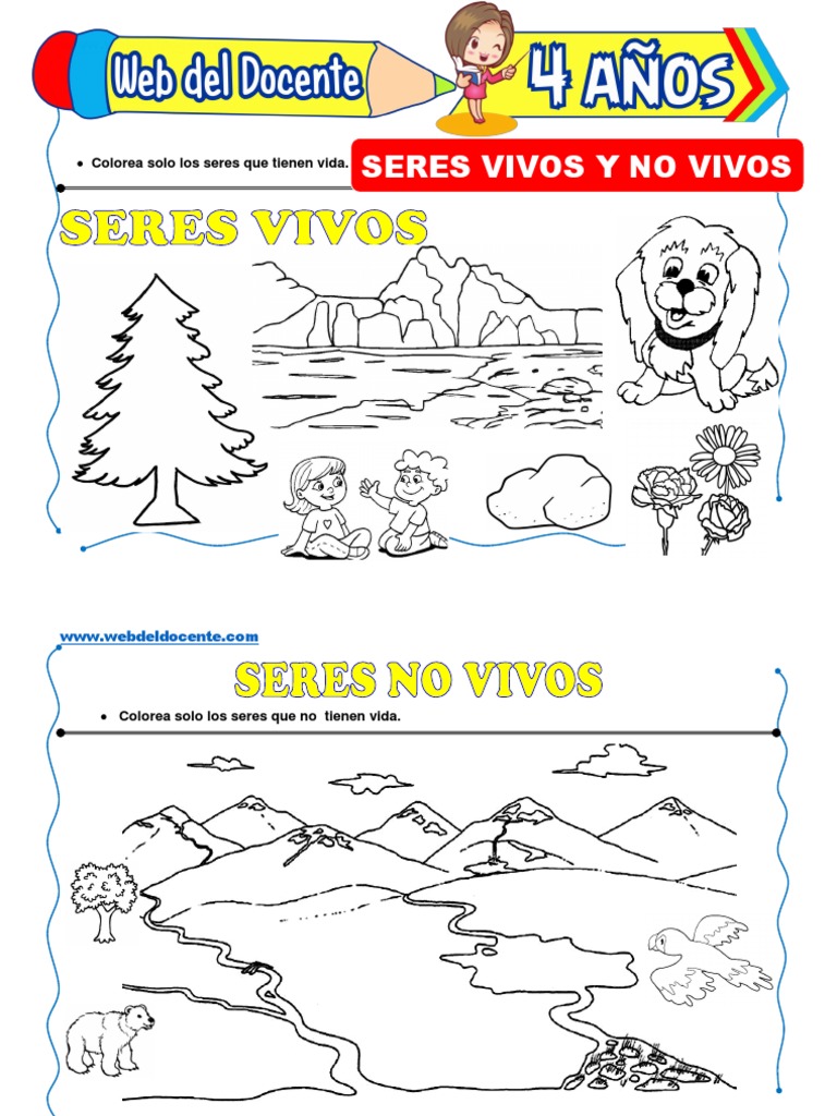 Los Seres Vivos y No Vivos para Niños de 4 Años | PDF