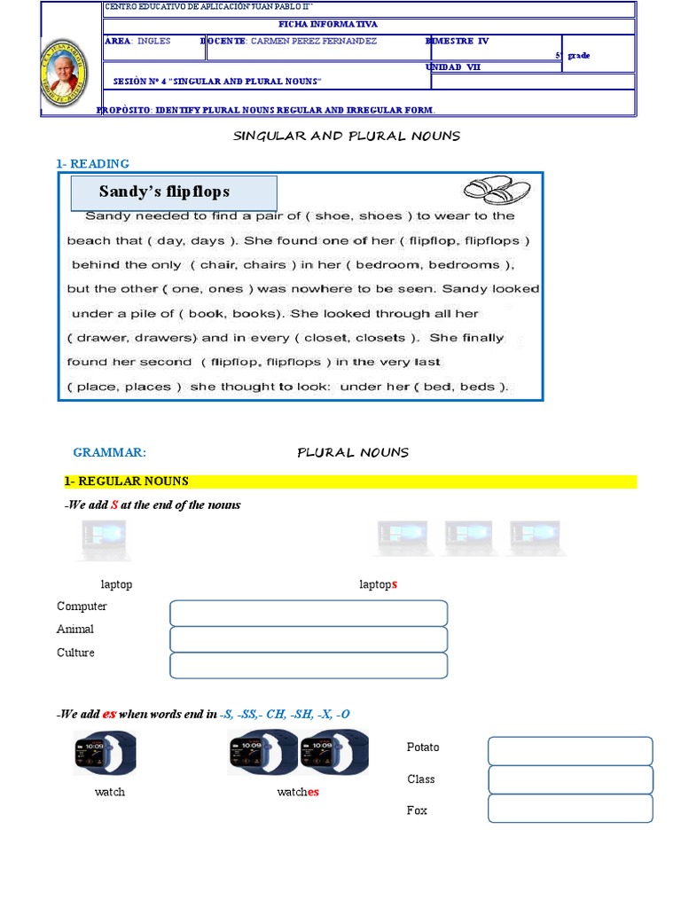 Singular and Plurals Nouns | PDF | Plural | Syntax