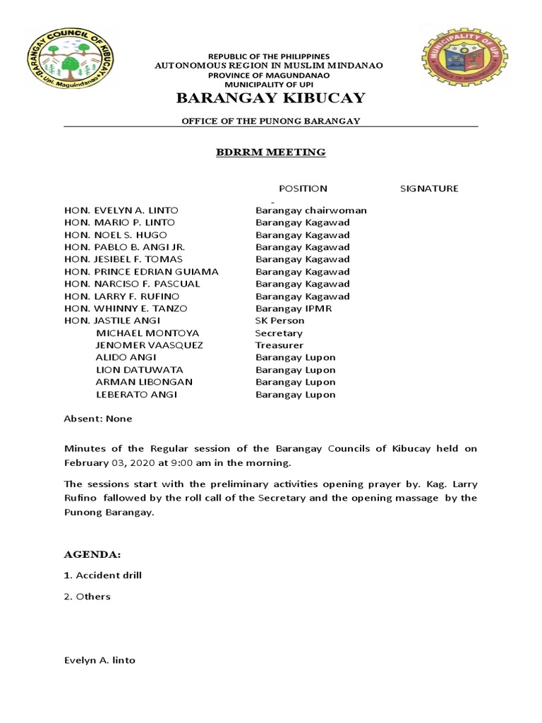 BDRRM February 2020 | PDF