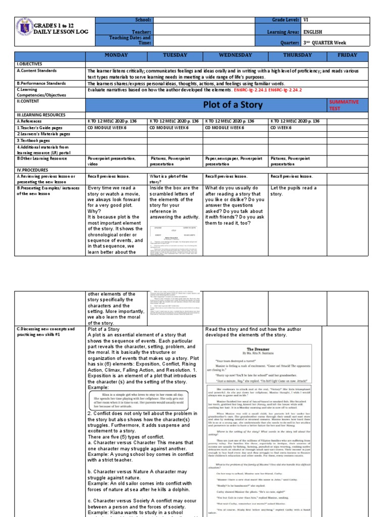 DLL English-6 Q3 W6 | PDF | Plot (Narrative) DLL English-6 Q3 W6 | PDF | Plot (Narrative)