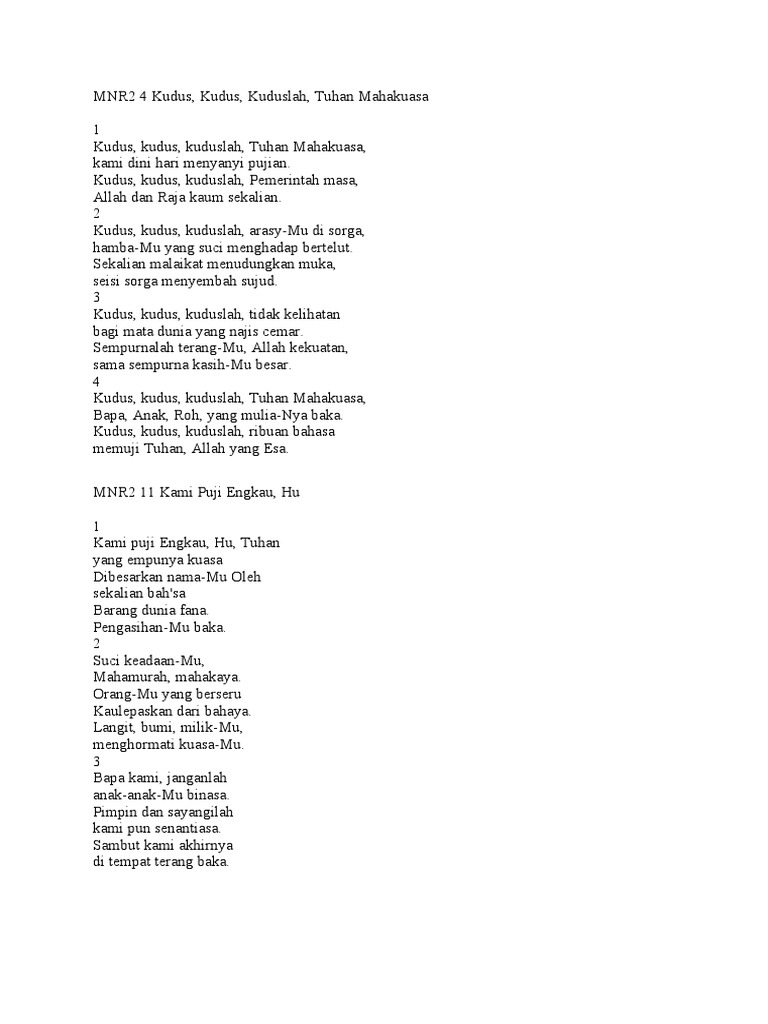 Daftar Lagu Nyanyian Rohani | PDF