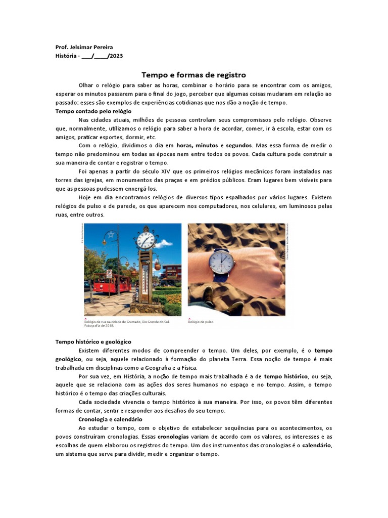 Tempo e Formas de Registro | PDF | Tempo | Ano