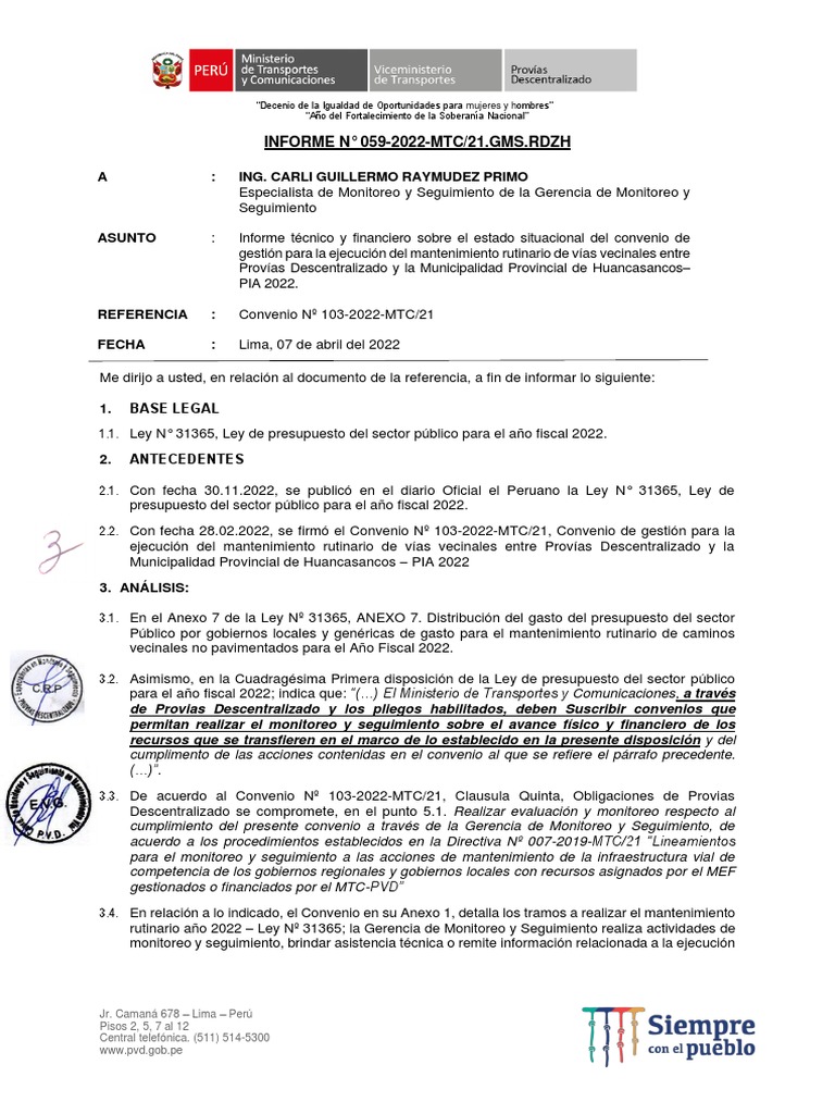 Informe #059-2022 | PDF | Presupuesto