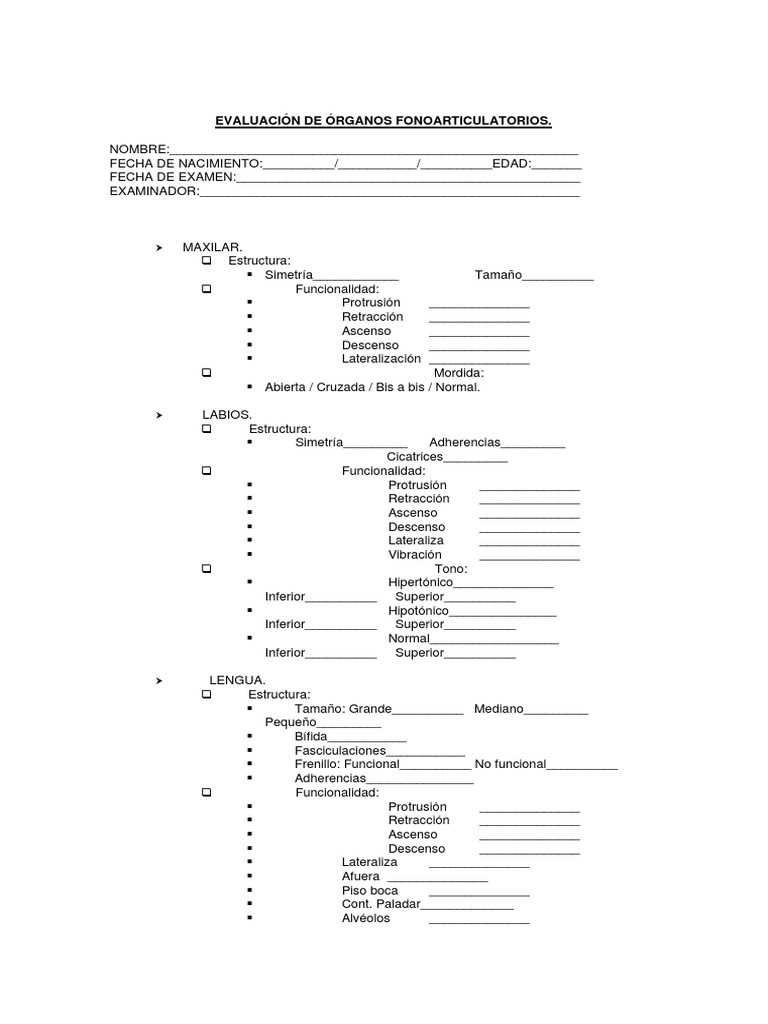 OFAS-Evaluación-de-los-órganos-fonoarticulatorios | PDF | Boca ...