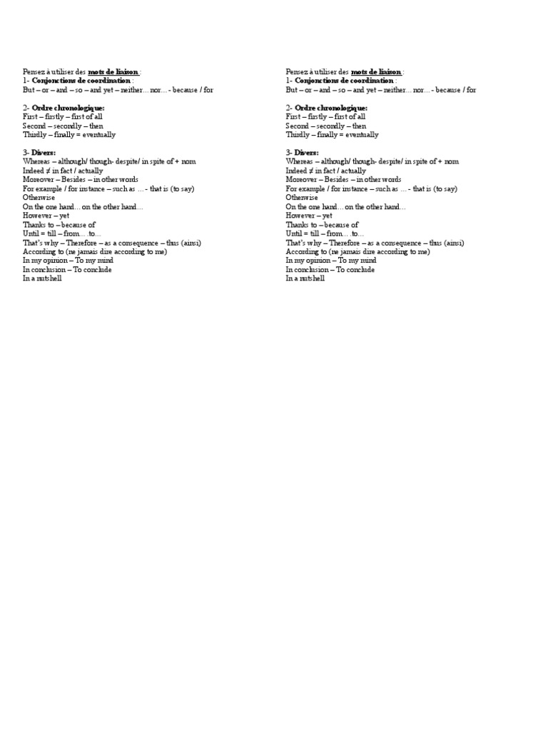 Mots de Liaison | PDF