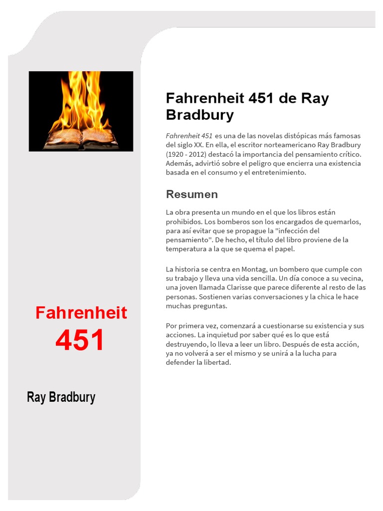 Análisis de Fahrenheit 451 de Bradbury | PDF | Ficción general