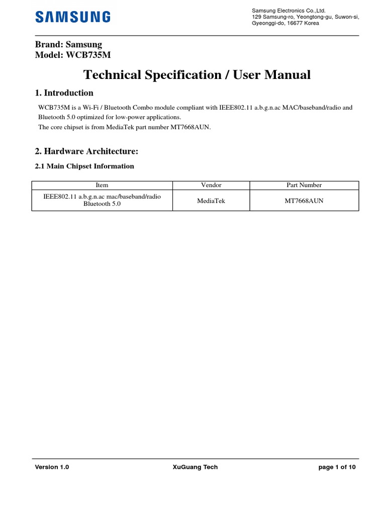 WCB735M - Technical Spec & Manual | PDF | Ieee 802.11 | Wi Fi
