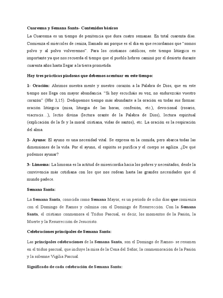 Cuaresma-Semana Santa-Pascua Resumen y TP | PDF | Pascua de ...