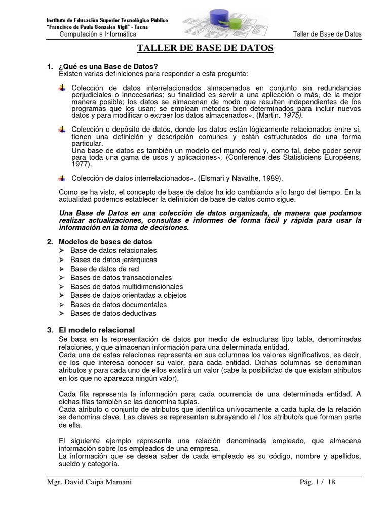 Definicion de Base de Datos | PDF | Bases de datos | Diseño