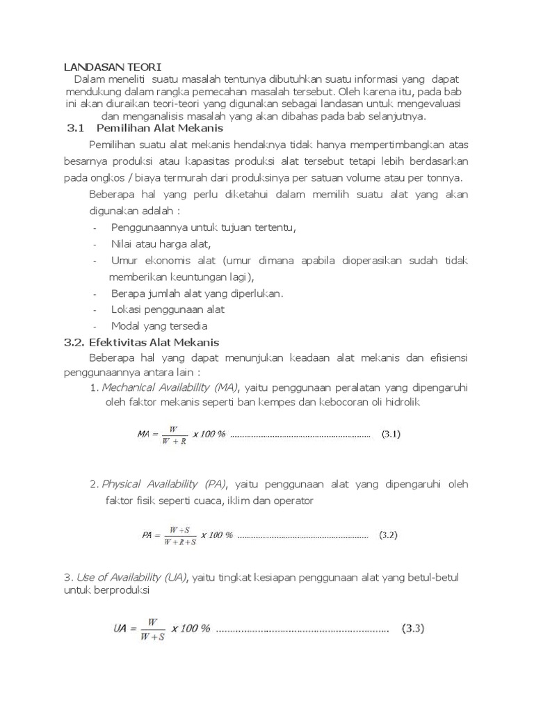 Teori Pemindahan Tanah Mekanis | PDF