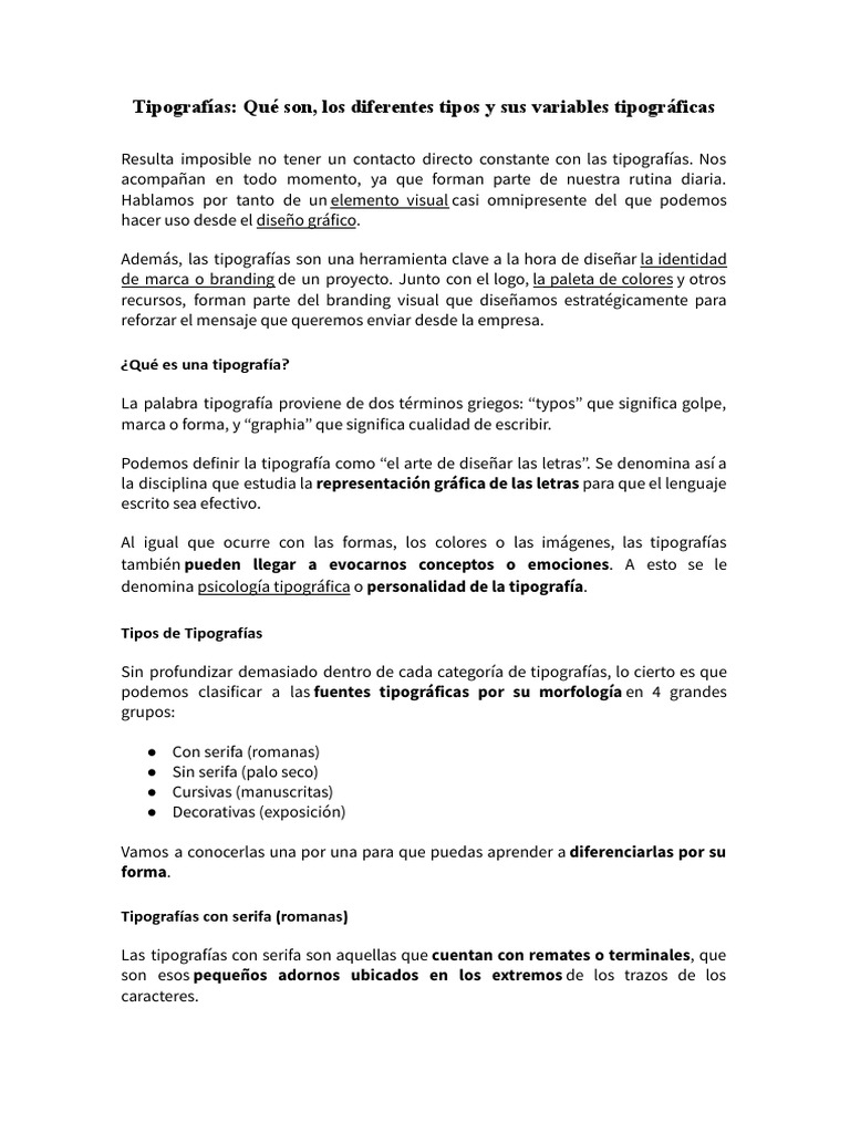 Tipografías: Tipos y Variables Esenciales | PDF | Serif | Tipografía