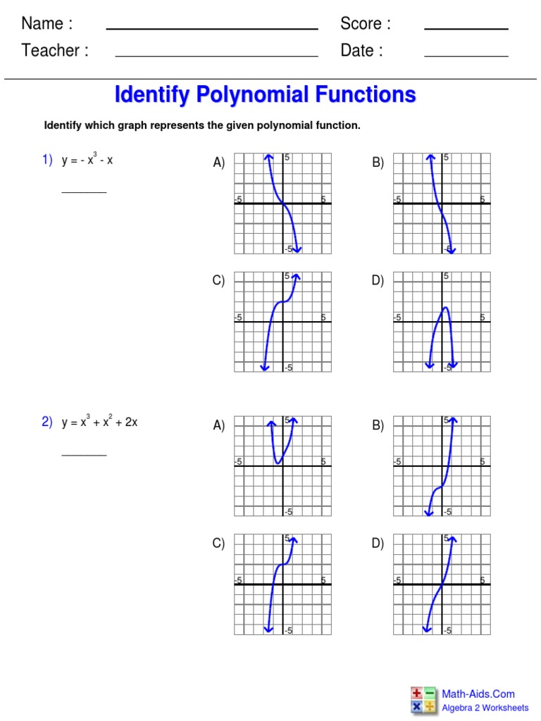 Graph of Polynomial Functions Multiple Choice | PDF | Polynomial ...