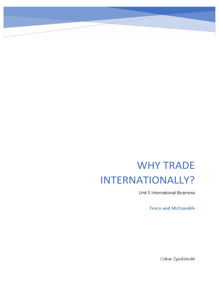Why Trade Internationally 2 | PDF | Tesco | Franchising