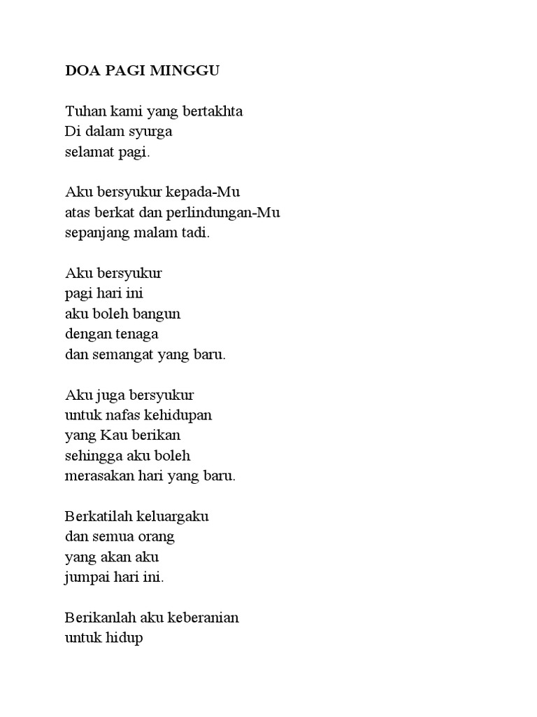 Doa Pagi Minggu | PDF | Agama & Spiritualitas